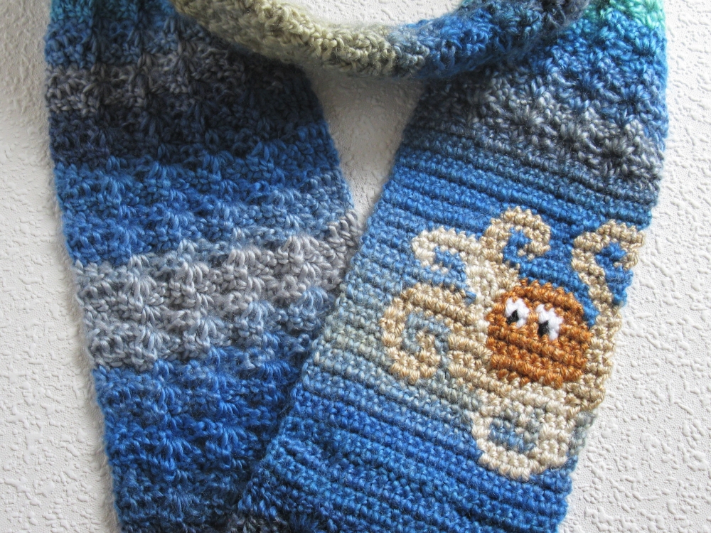 Octopus infinity scarf. Long, handmade shades of blue circle cowl ...