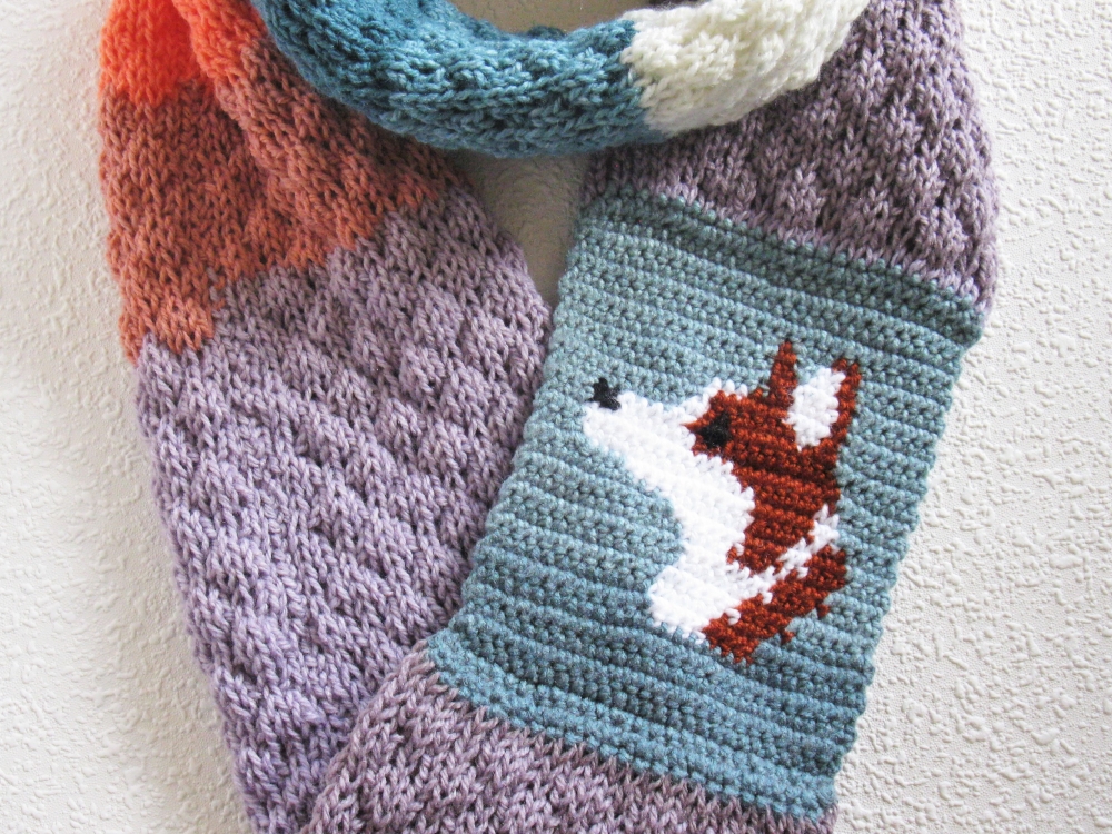 Corgi Infinity Scarf. Colorful, color block knit cowl with a Pembroke ...