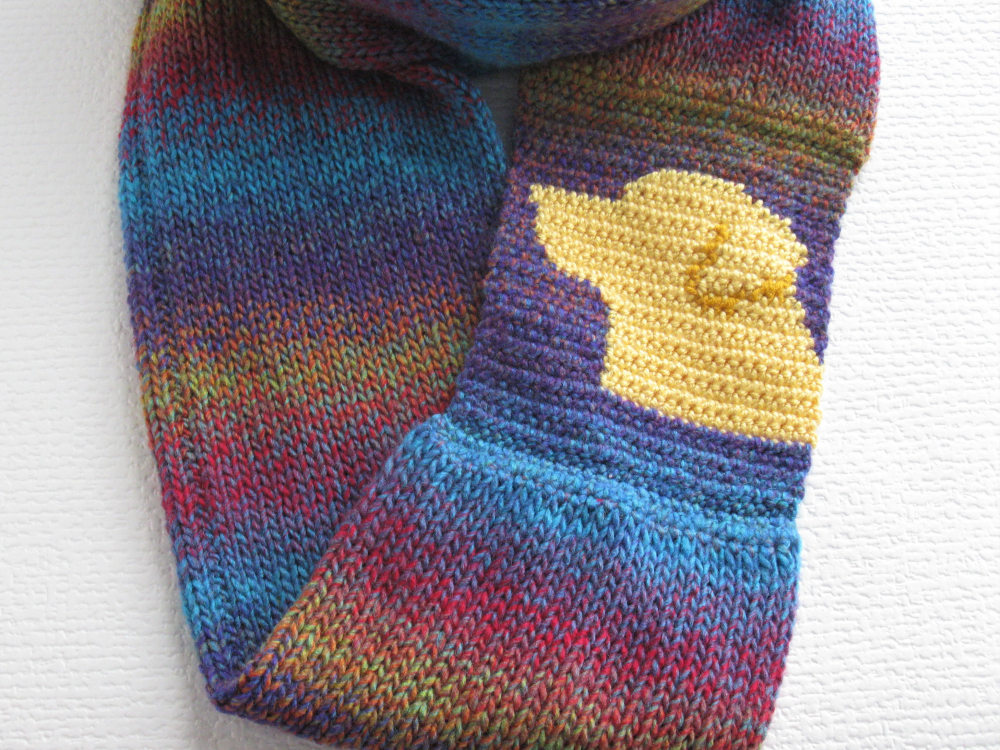 Lab Infinity Cowl. Colorful stripes scarf with a yellow Labrador ...